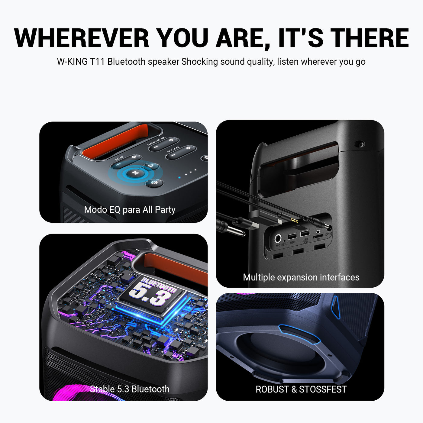 T11 - 100W Beast Mode | Mic&Guitar | Power Bank | IPX6 Waterproof ...