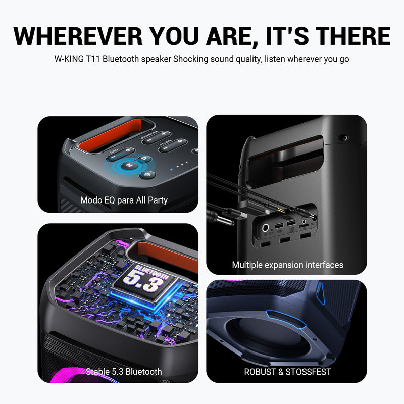 T11 - 100W Beast Mode | Mic&Guitar | Power Bank | IPX6 Waterproof ...